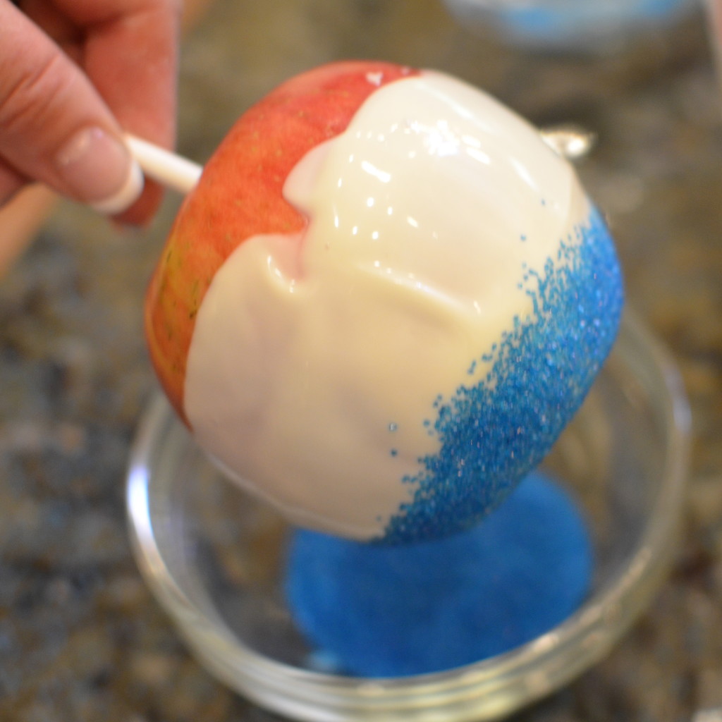 RED, WHITE AND BLUE CANDIED APPLES