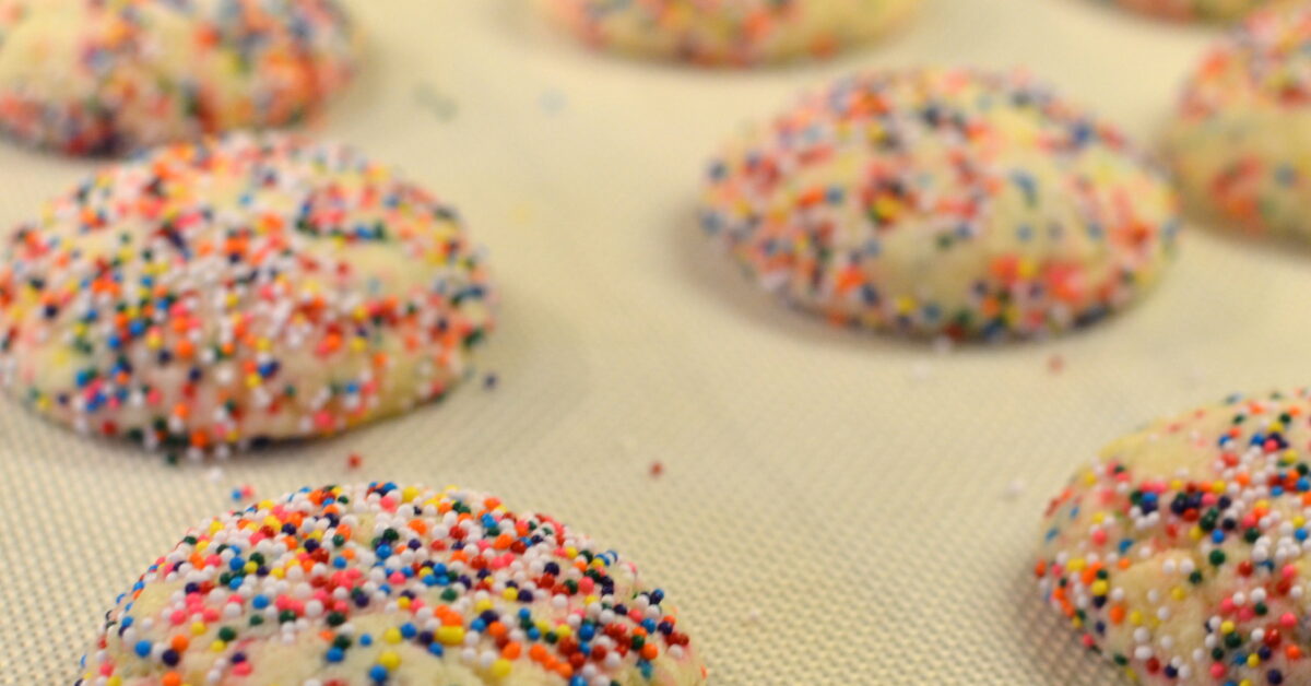 SUPER MOIST SUGAR COOKIES WITH SPRINKLES